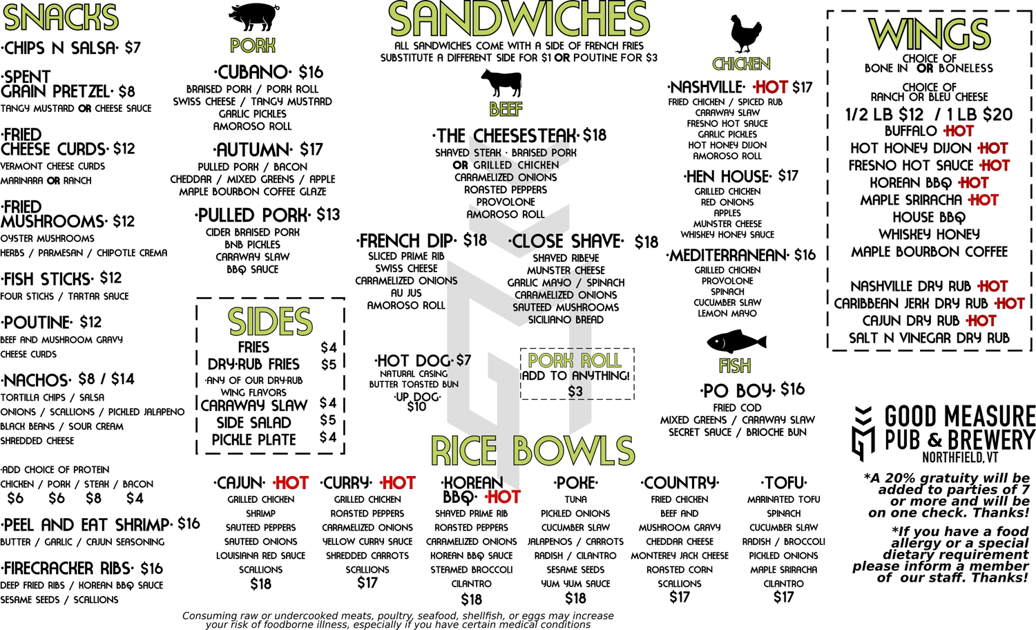 Menu — Good Measure Pub & Brewery