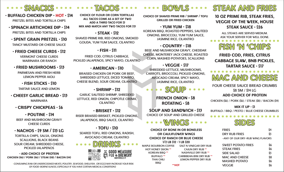 Menu — Good Measure Pub & Brewery
