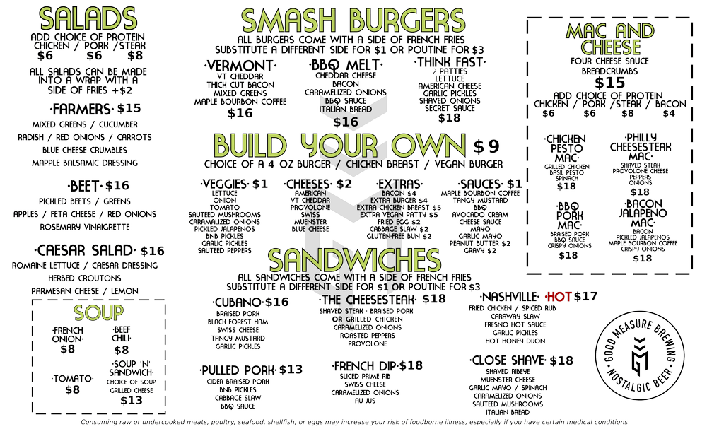 Menu — Good Measure Pub & Brewery