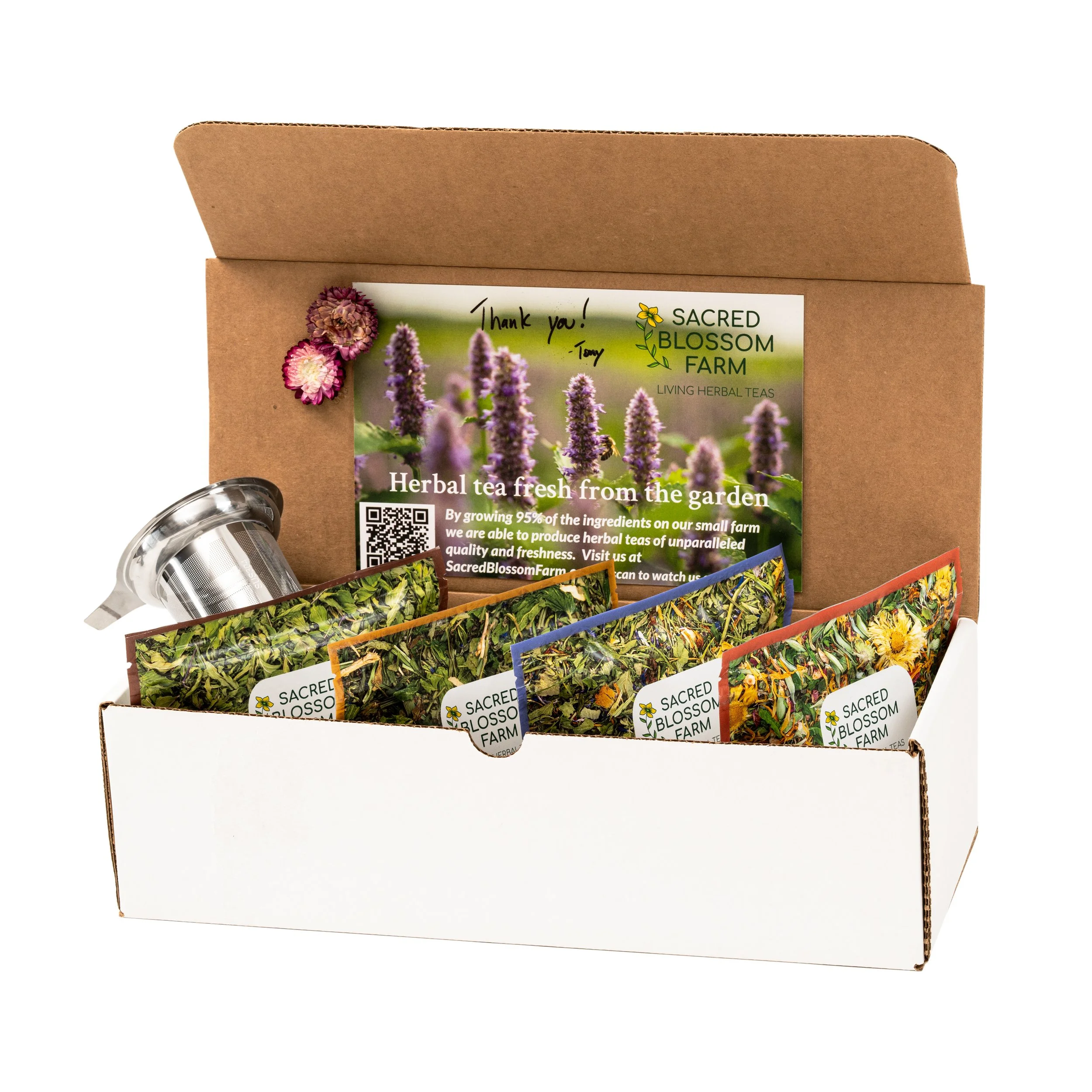 Herbal Tea Gift Box. Choose 4 flavors plus optional tea strainer ...