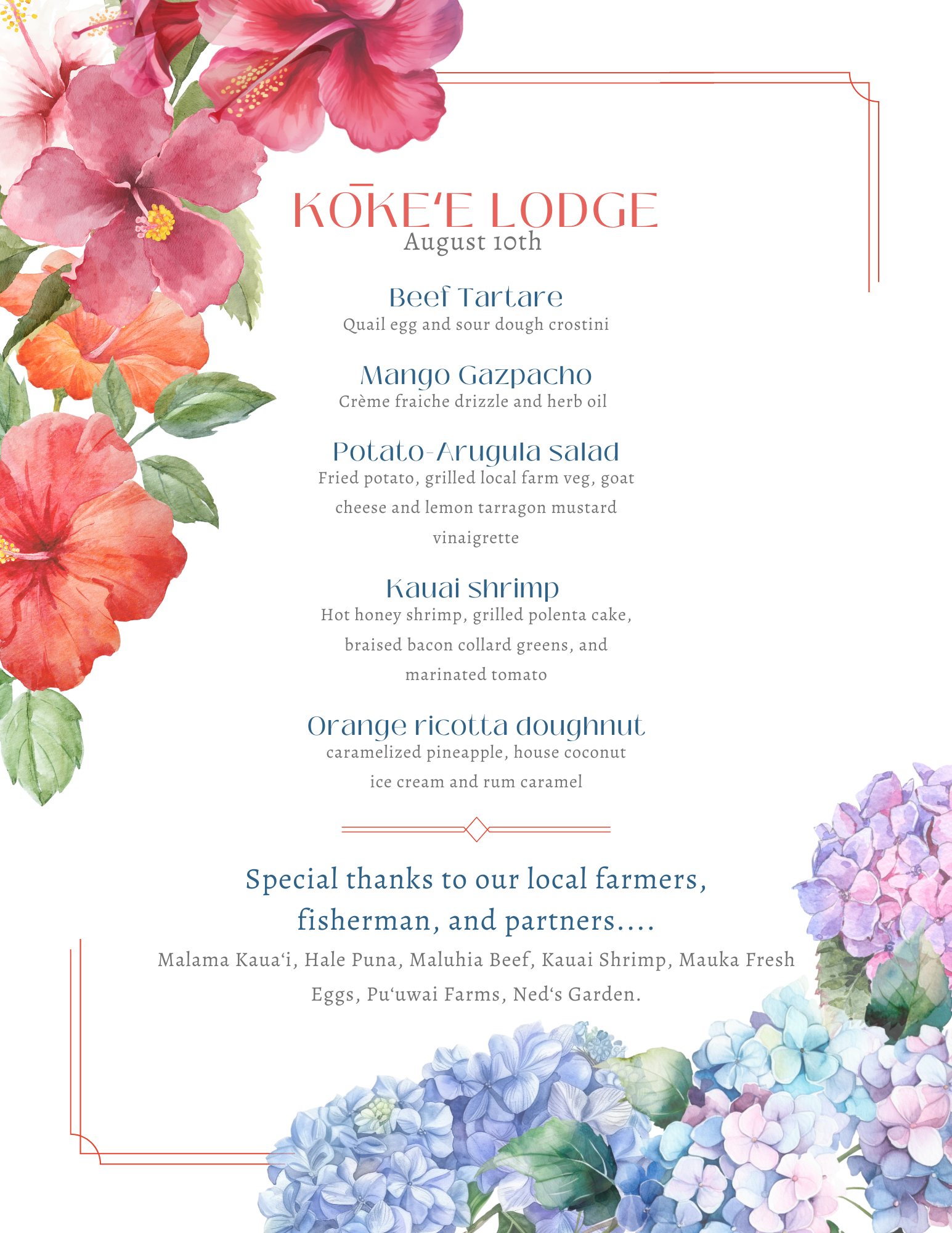 Dinners — Kōkeʻe Lodge