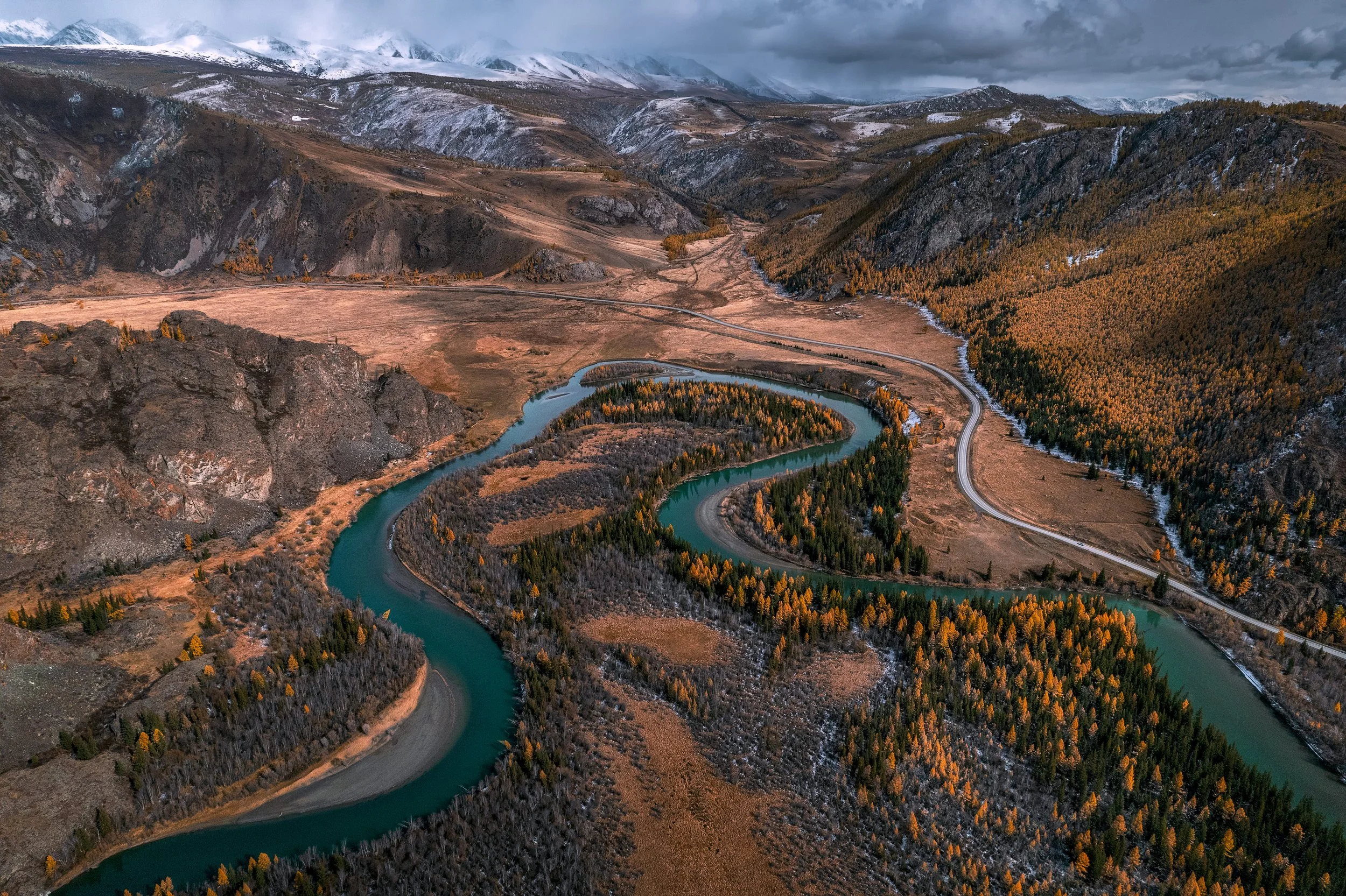 Altai region from above using drone.