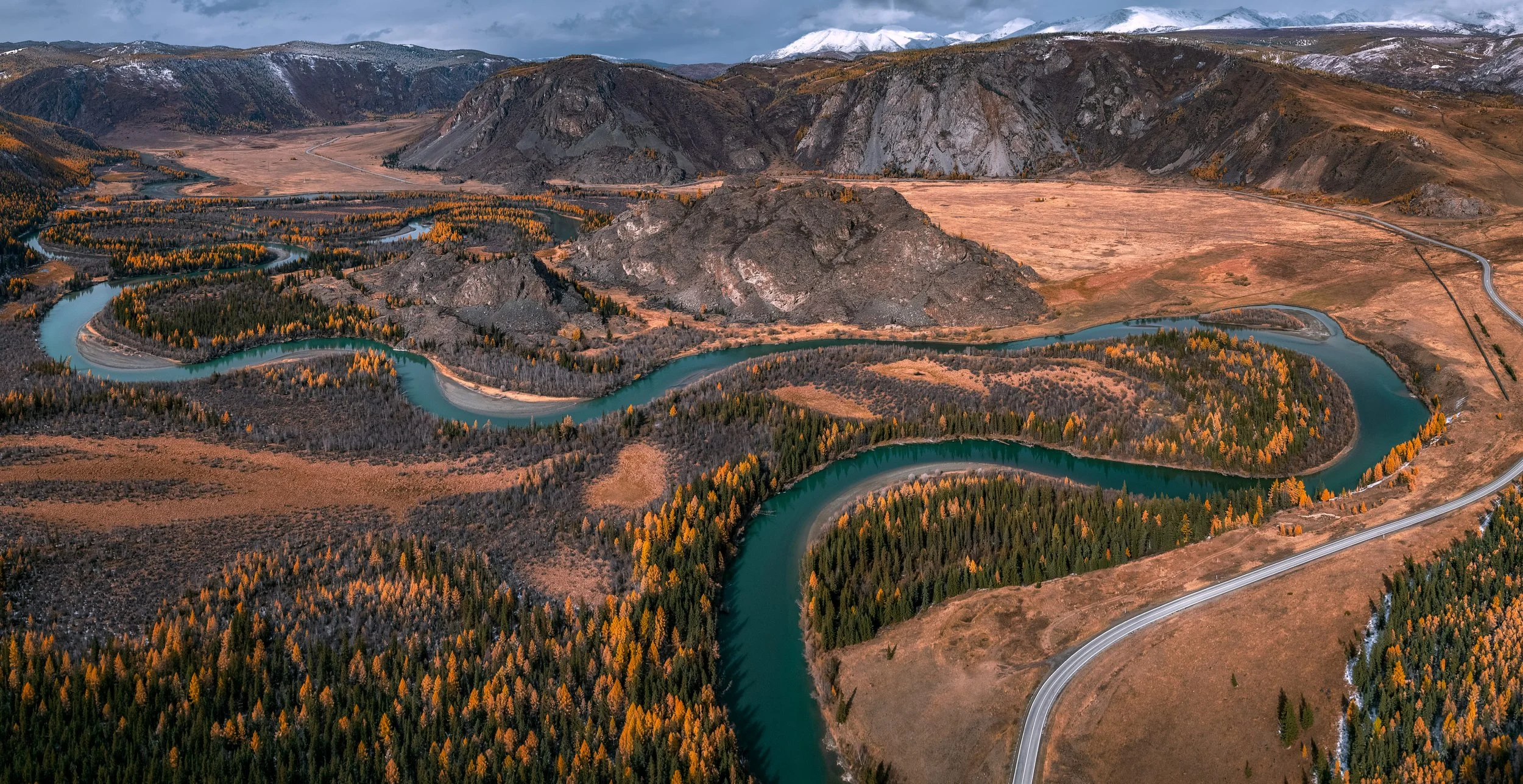 Altai region from above using drone.