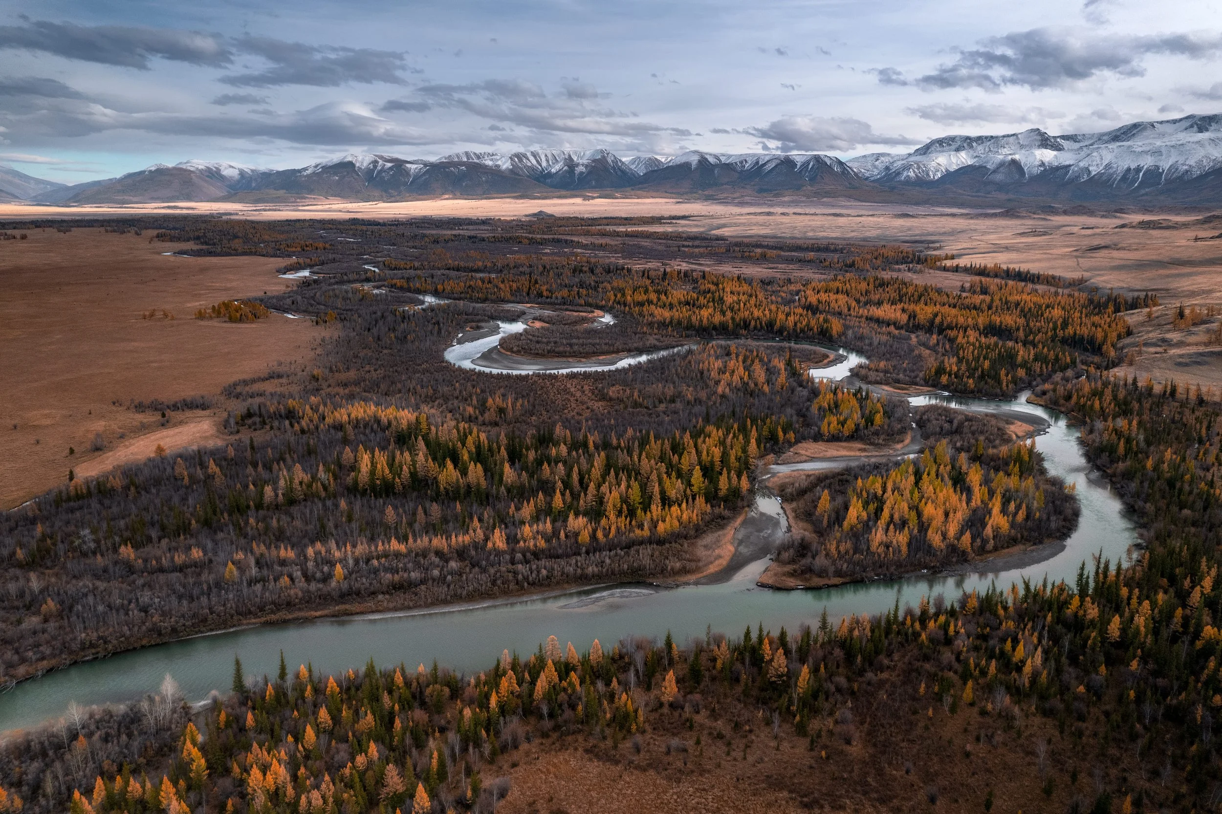 Altai region from above using drone.