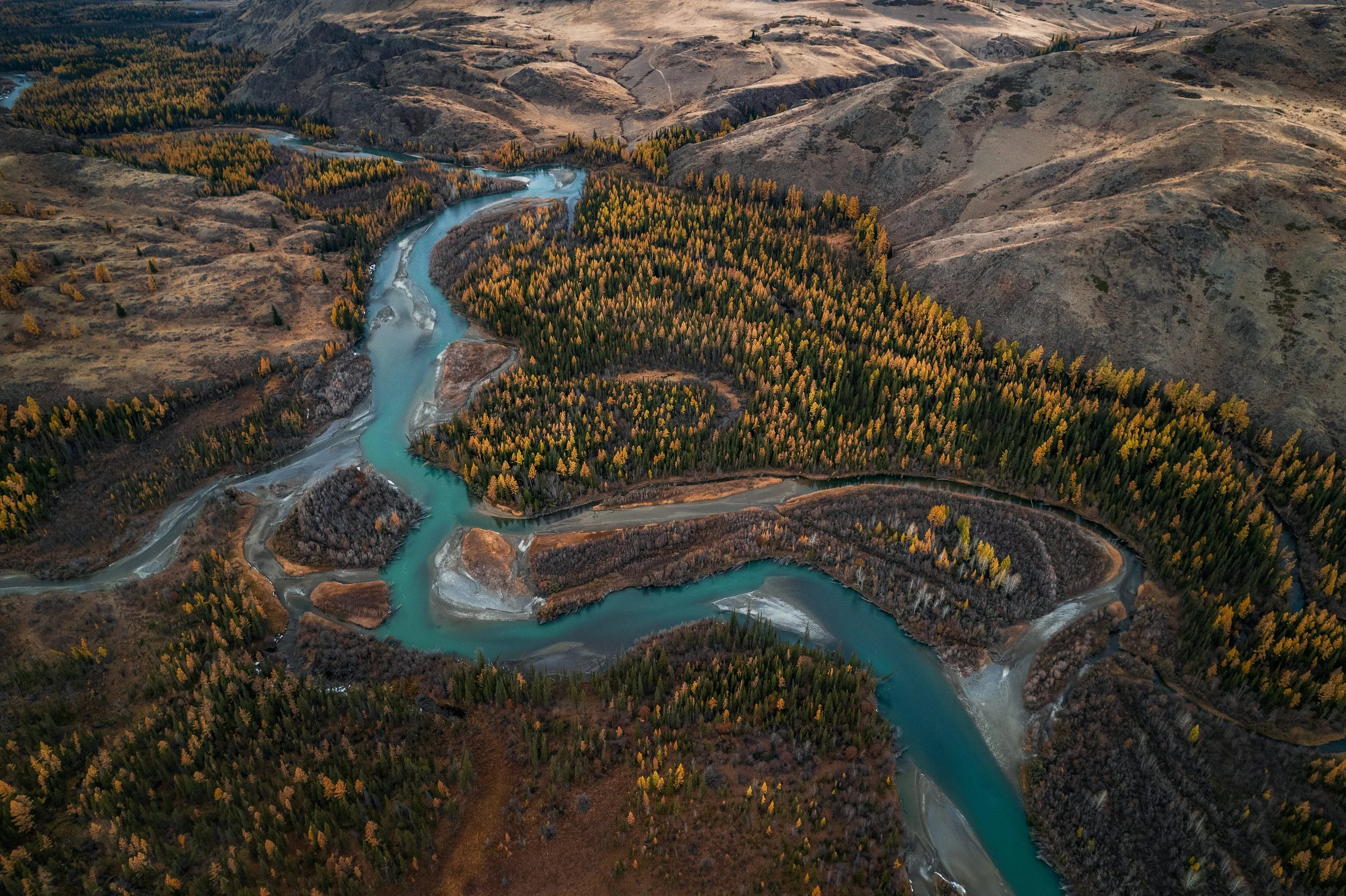 Altai region from above using drone.