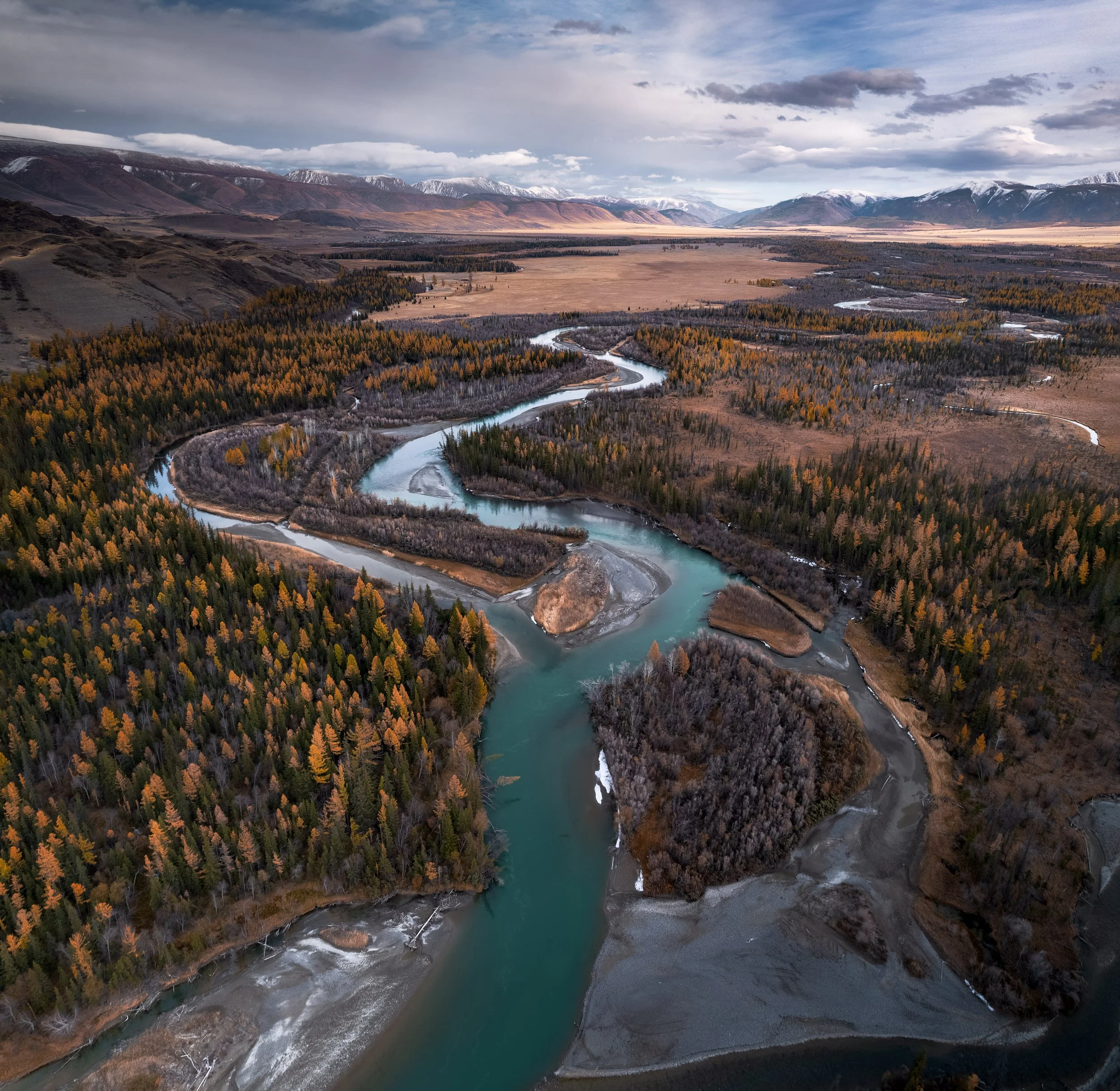 Altai region from above using drone.