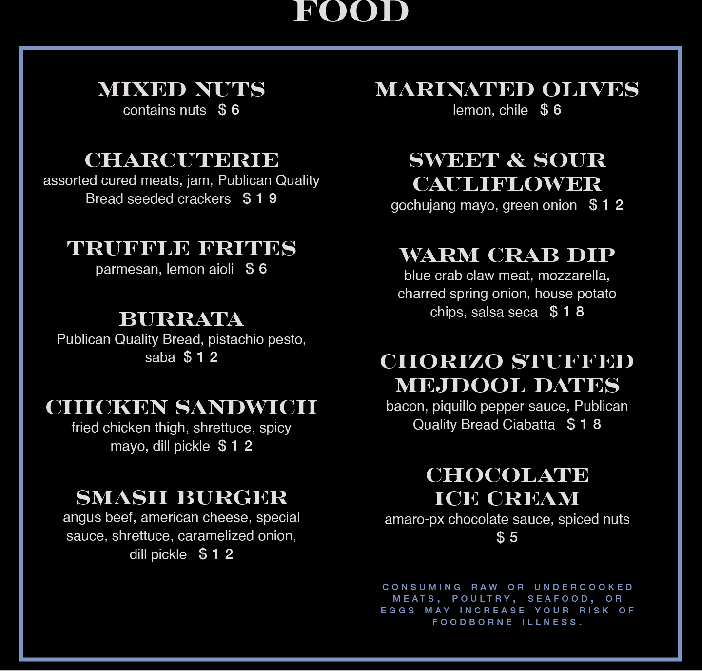 Menu PDF — The Violet Hour