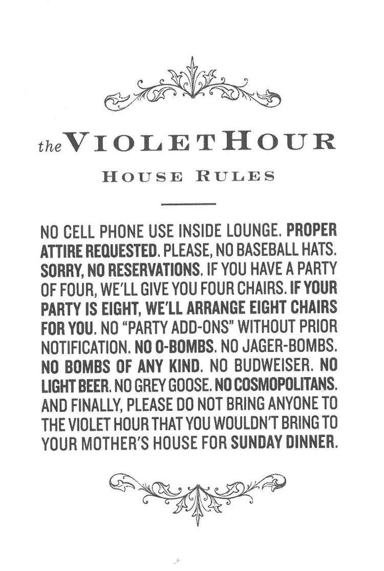 House Rules — The Violet Hour