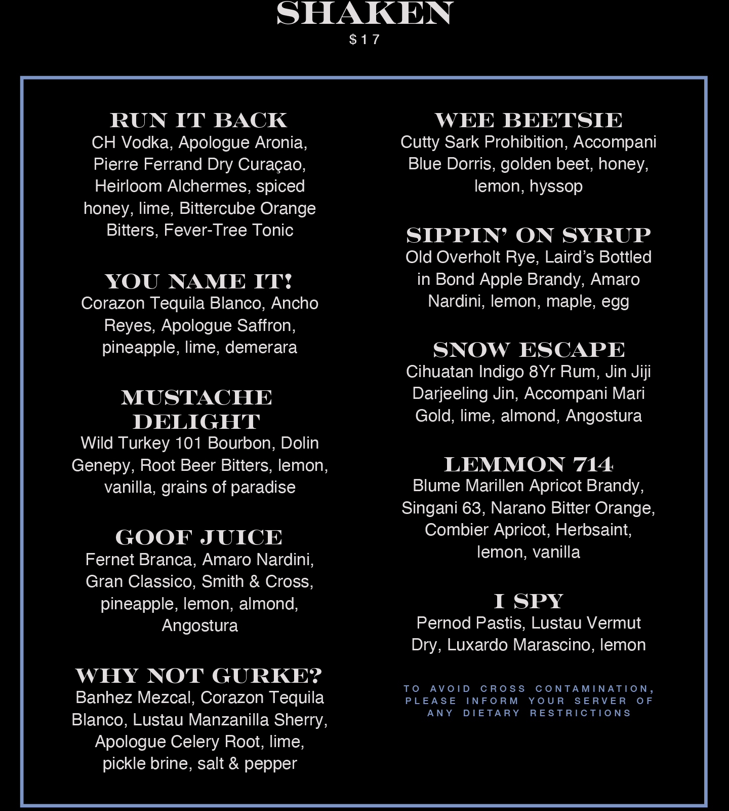 Menu PDF — The Violet Hour