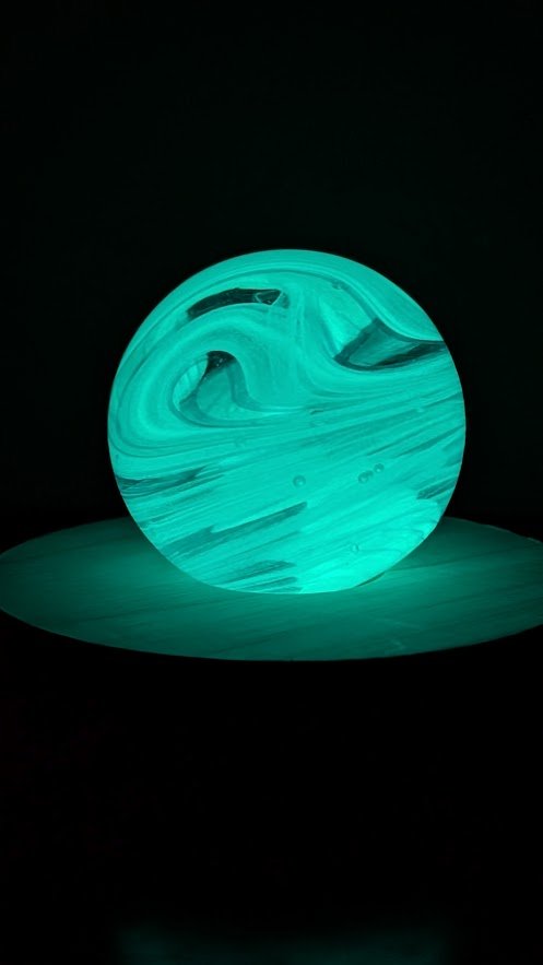 Hand Blown Blue Luminescent Marble — David Wight Glass Art