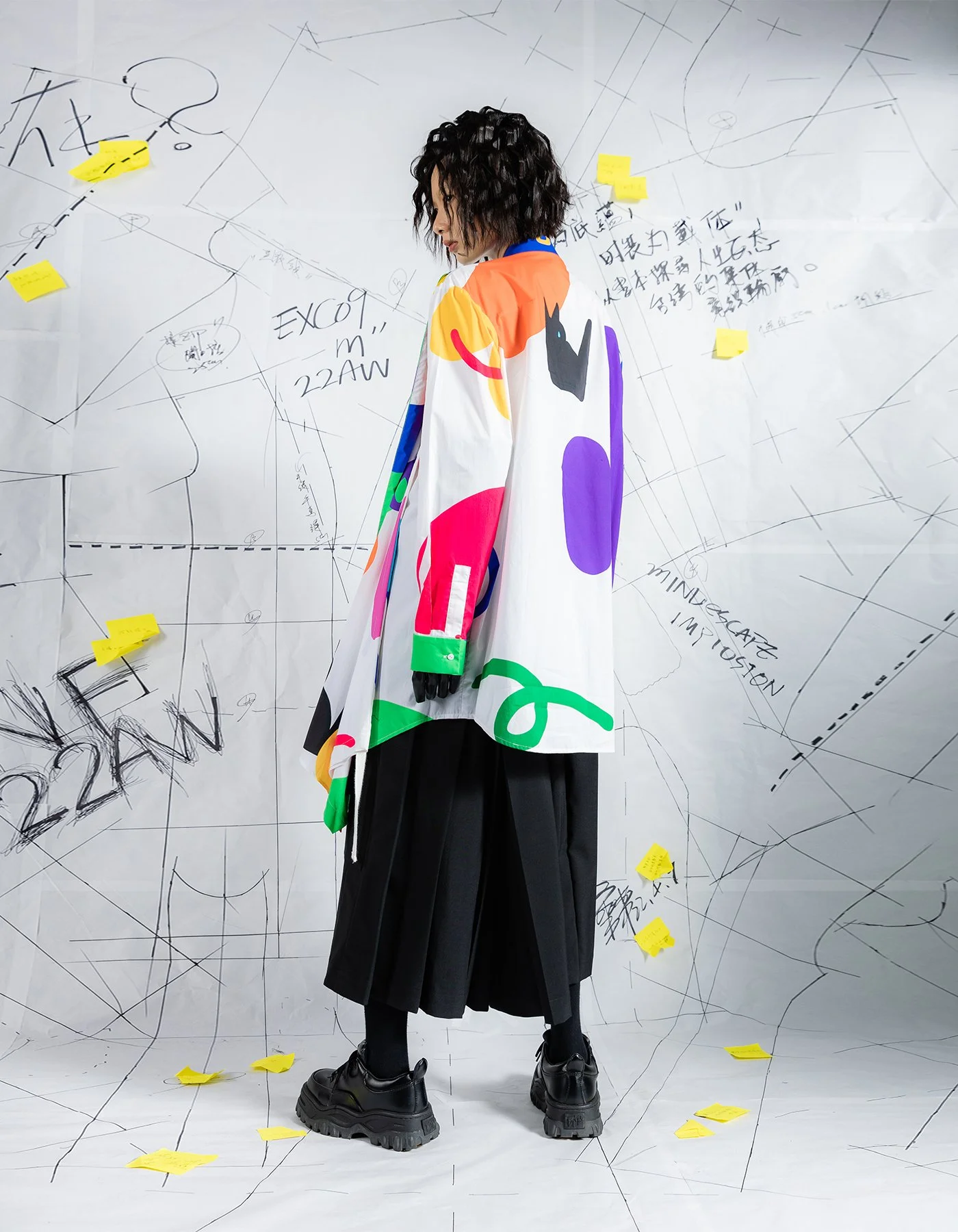 [INF] INF 22AW Crossover White Printed Book Page Structure Long Shirt ...