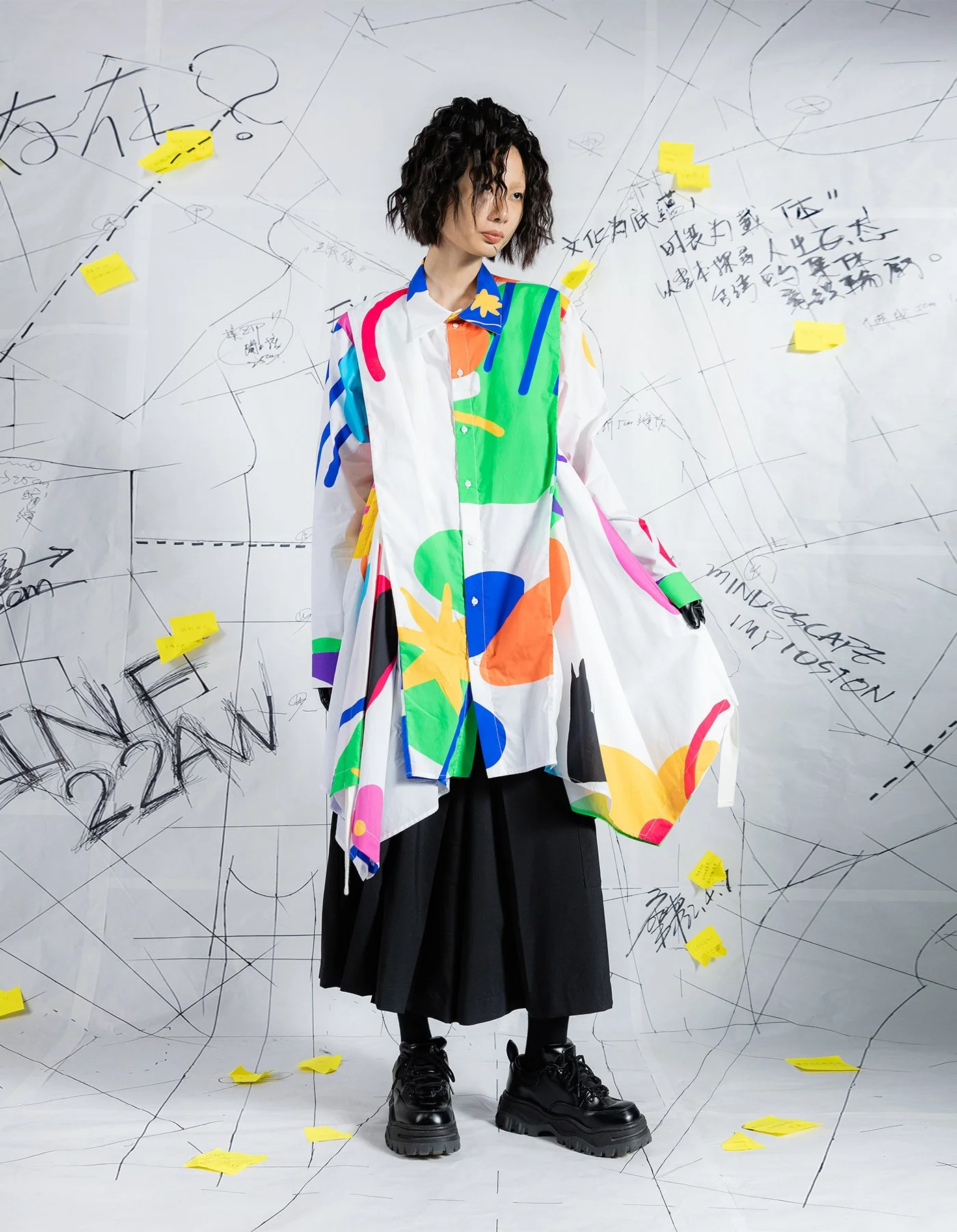 [INF] INF 22AW Crossover White Printed Book Page Structure Long Shirt ...