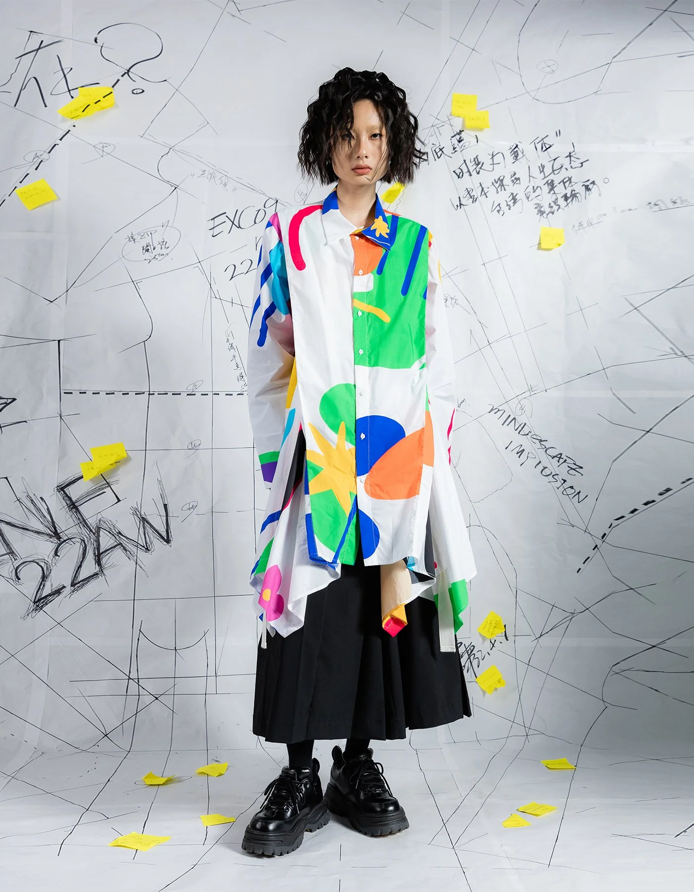 [INF] INF 22AW Crossover White Printed Book Page Structure Long Shirt ...