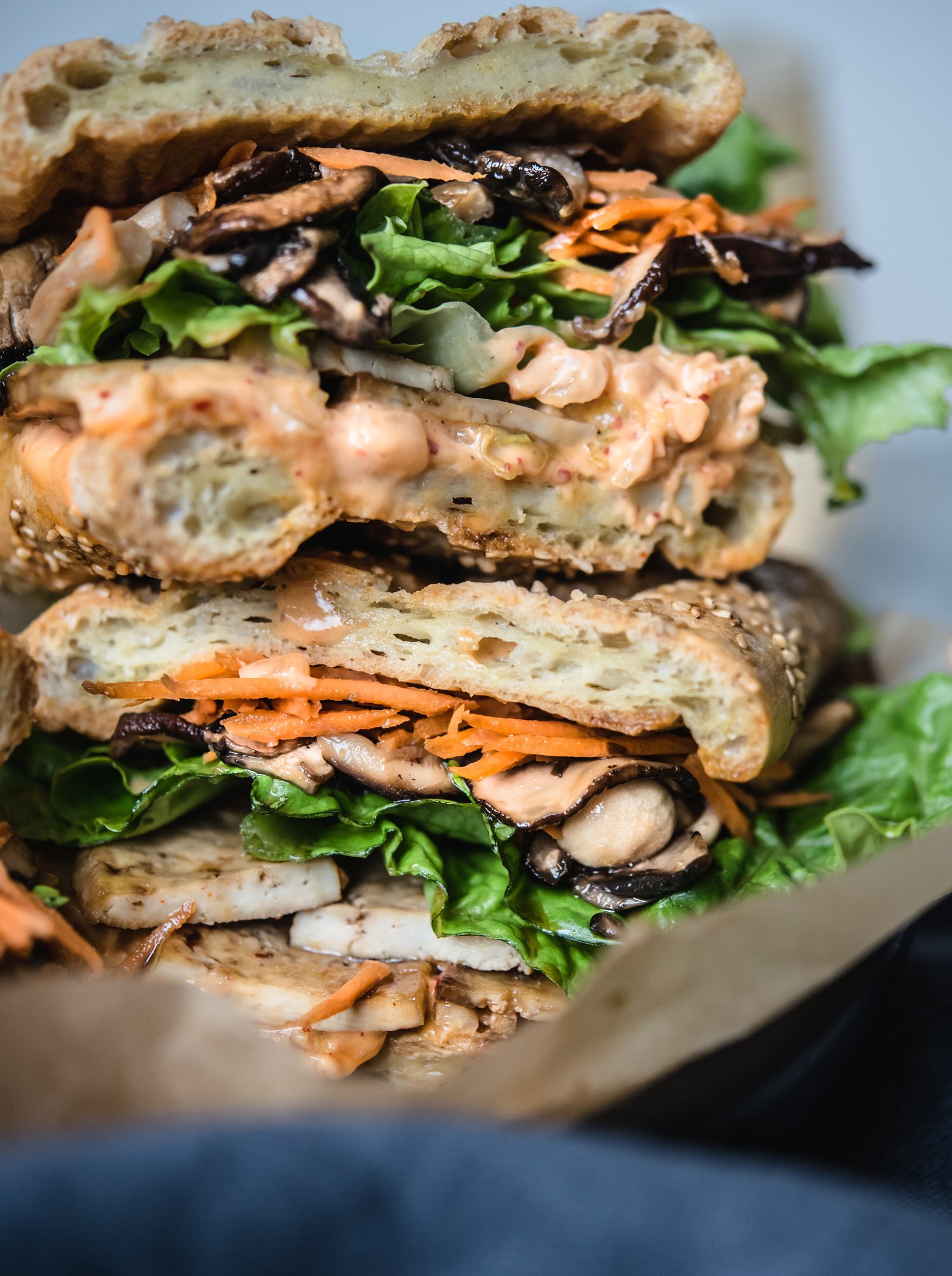 Vegetarian Bulgogi Sandwich with Kimchi Mayo in GF Choux Baguette { gf ...