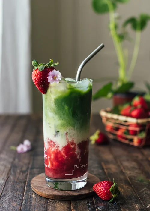 Strawberry Matcha Iced Latte — saltnpepperhere