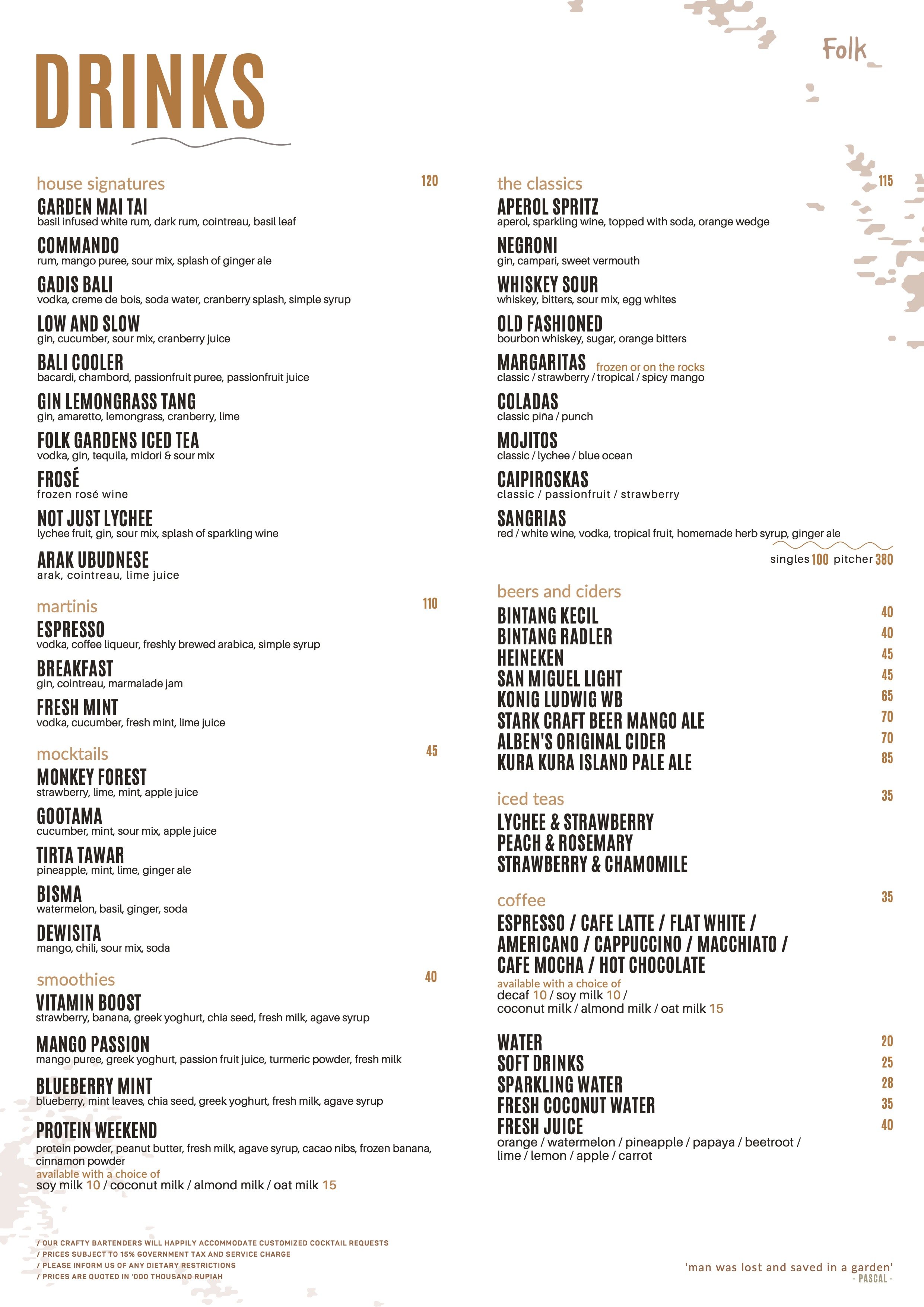 Menu — Folk Pool & Gardens