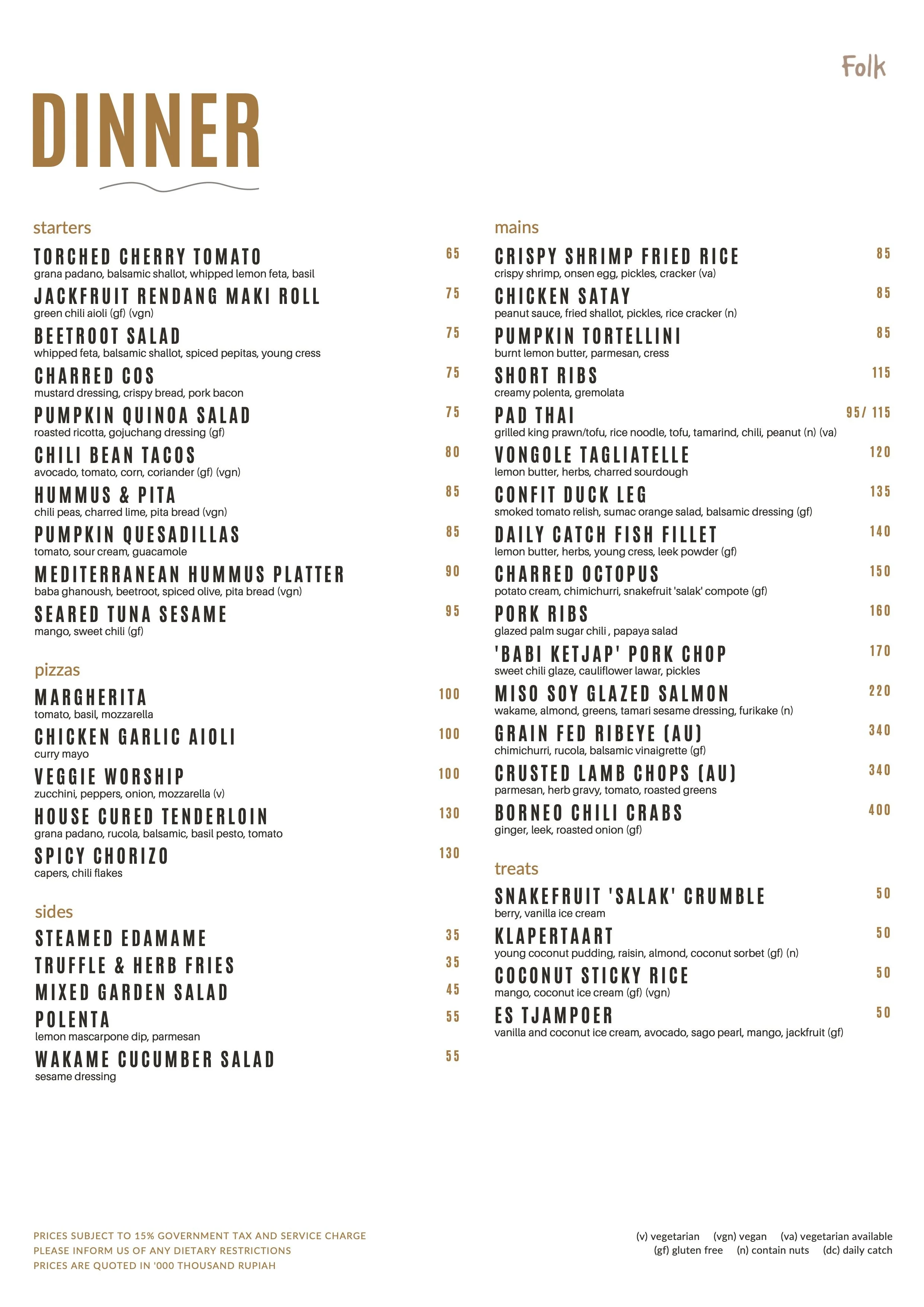 Menu — Folk Pool & Gardens