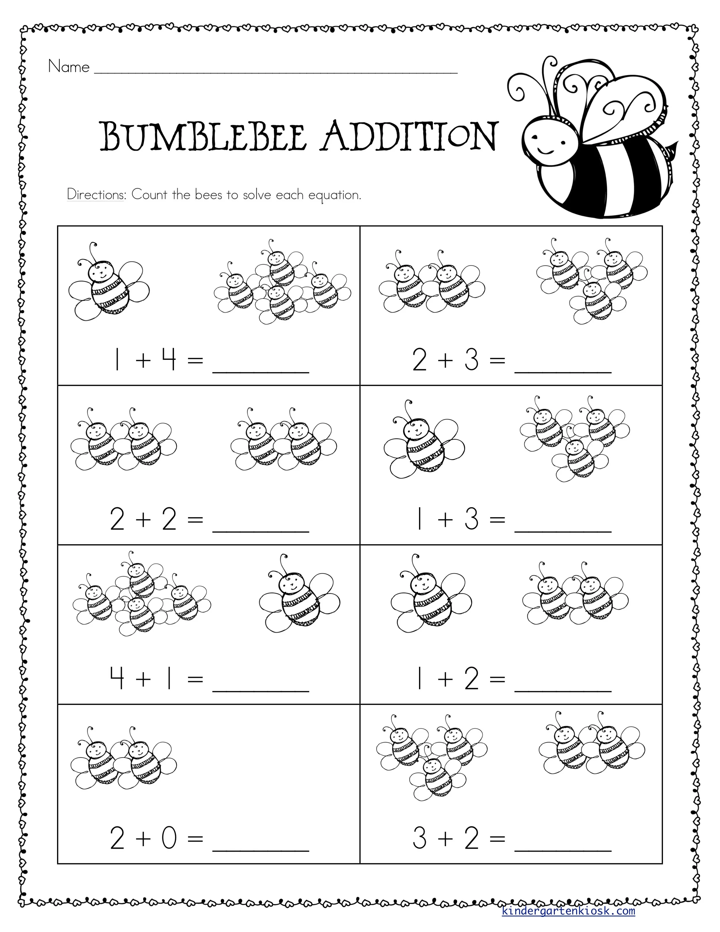 Spring Addition Worksheets For Kindergarten