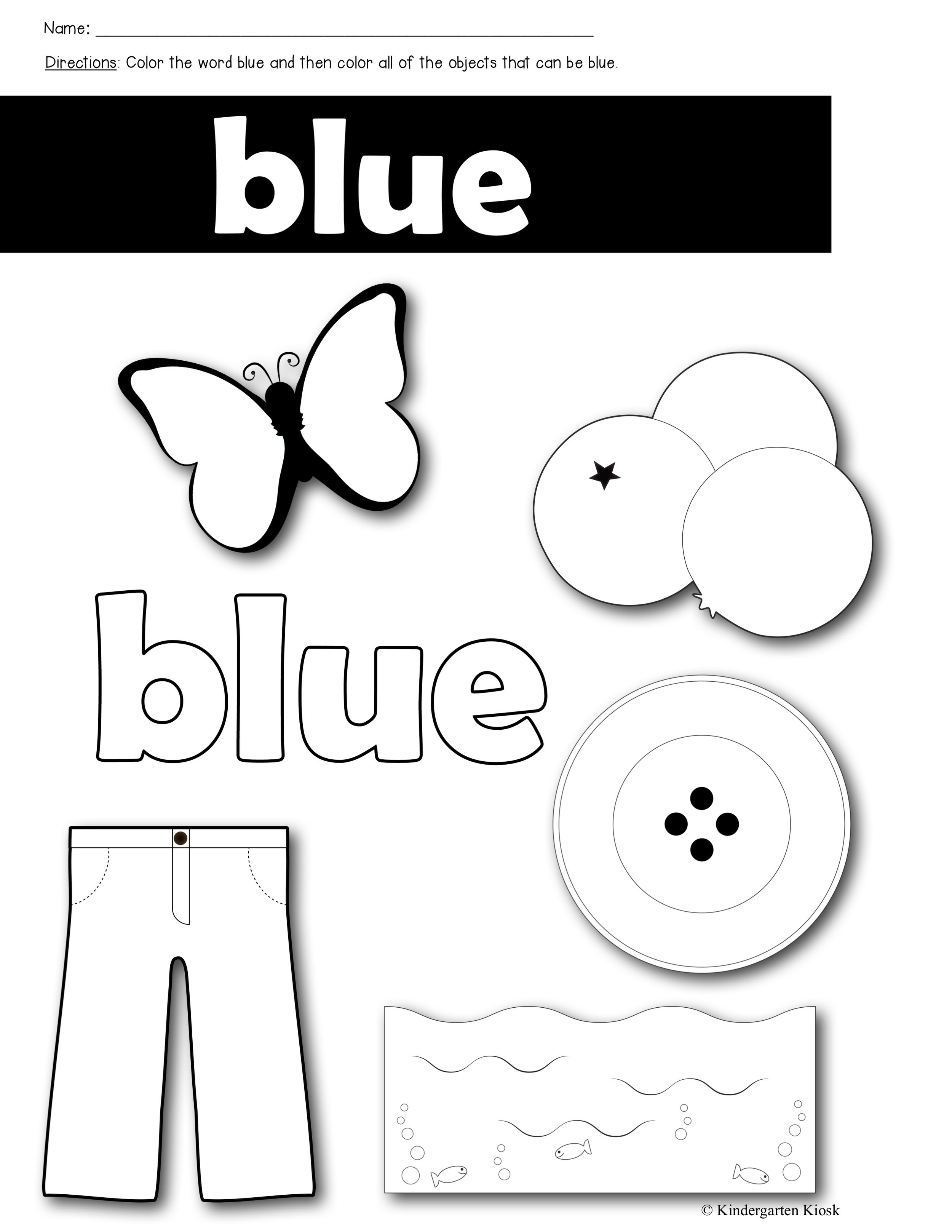 Blue Things Worksheet