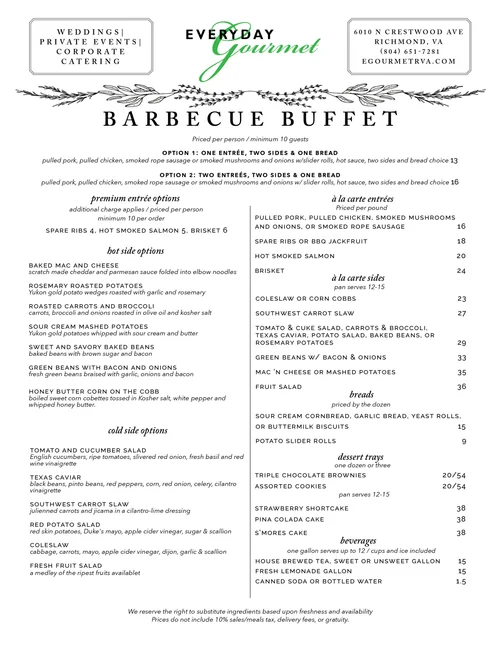 CATERING MENUS — Everyday Gourmet