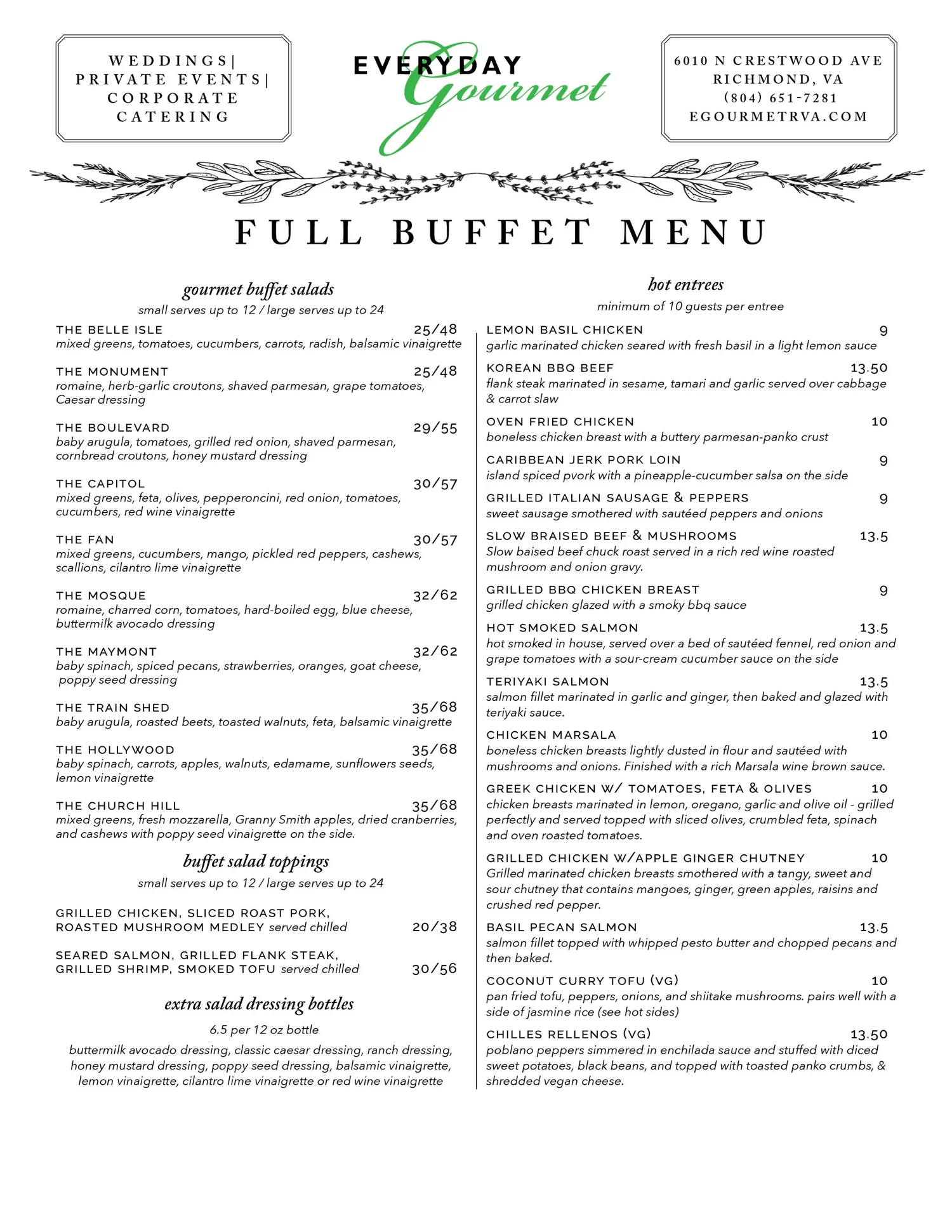 CATERING MENUS — Everyday Gourmet