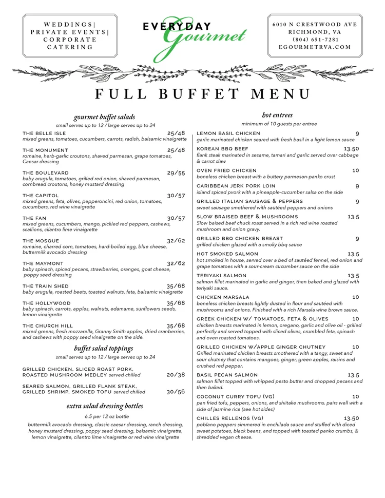 CATERING MENUS — Everyday Gourmet
