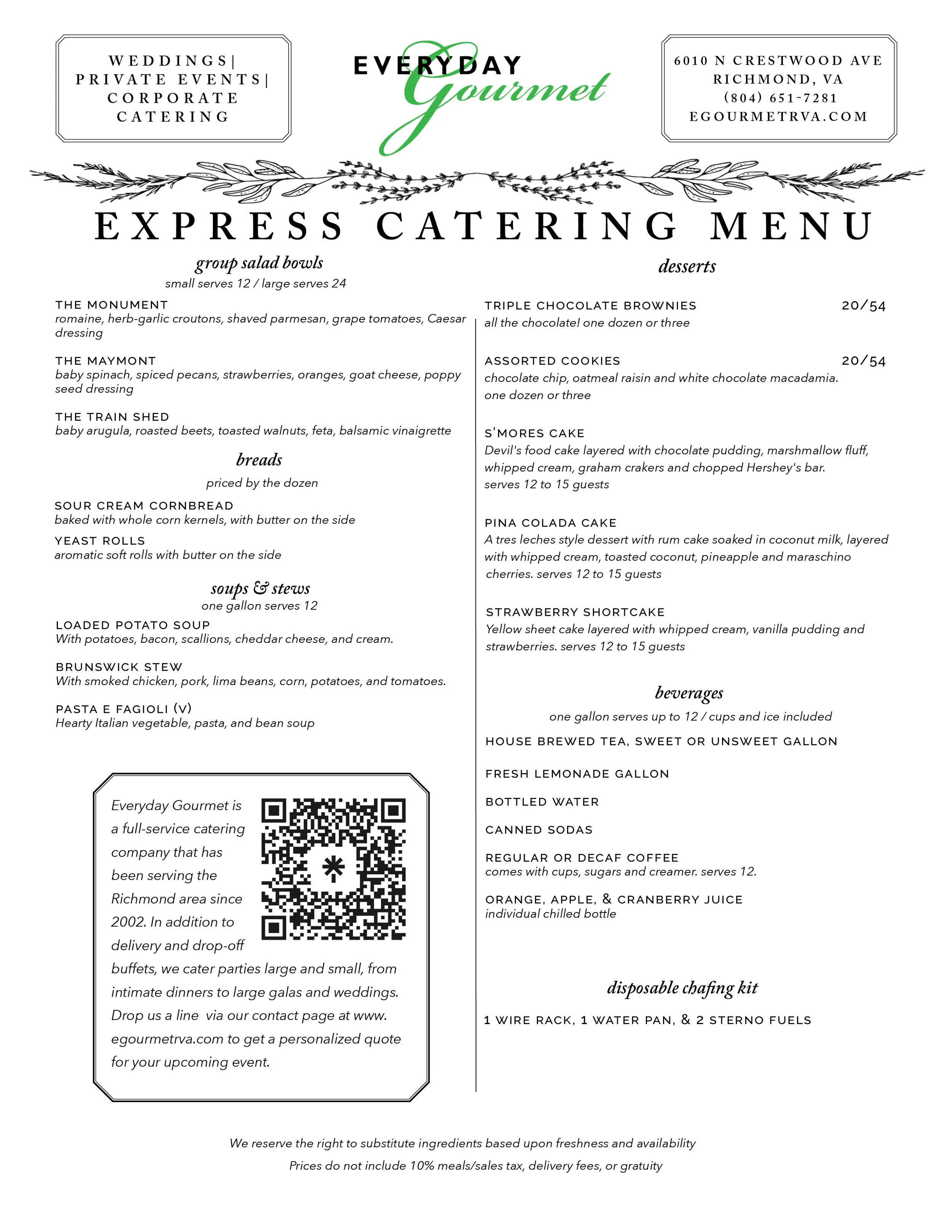 CATERING MENUS — Everyday Gourmet