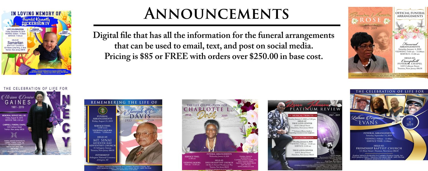 Funeral Items — DESIGNS BY MY, LLC
