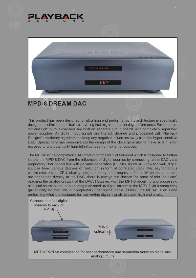 Playback Designs MPD-8 — Sonic Purity - High End Audio Australia