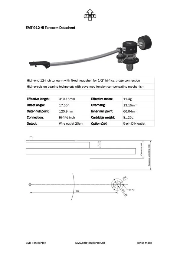 EMT 912 Tonearm — Sonic Purity