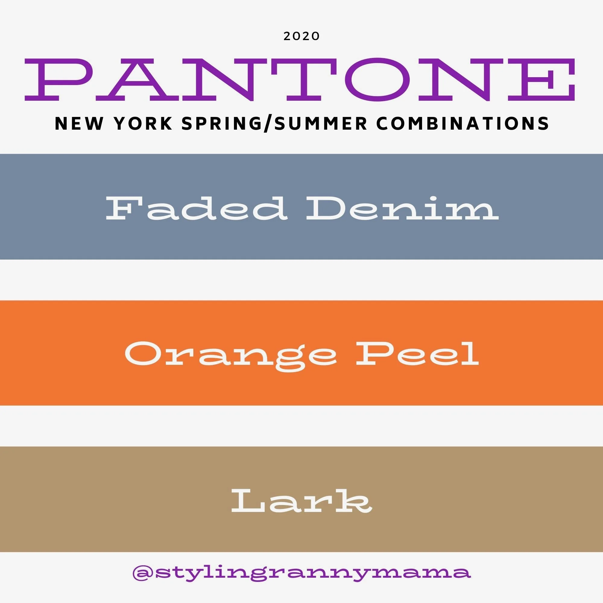 Pantone Spring/Summer - 2020 - Faded Denim, Orange Peel and Lark ...