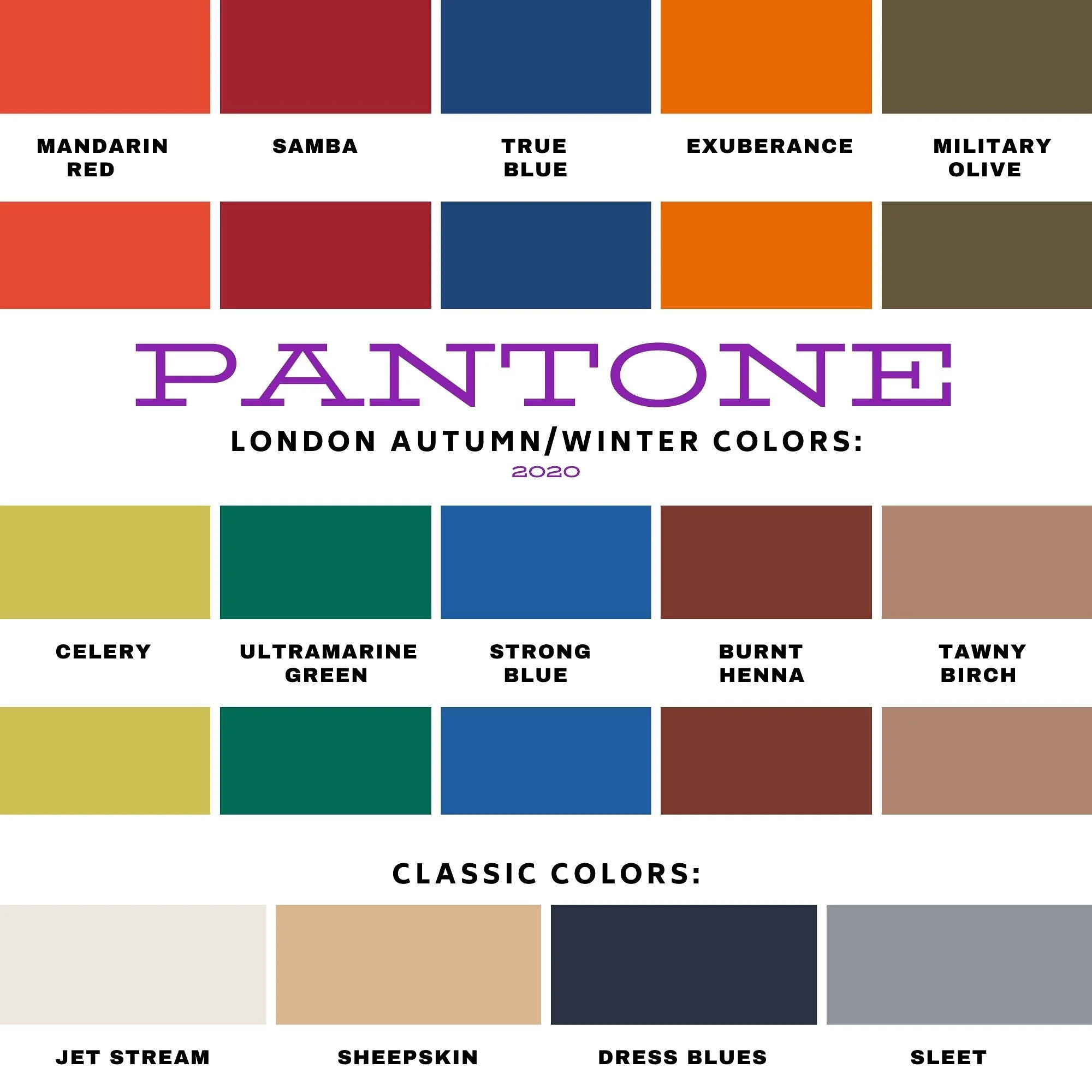Pantone - Autumn/Winter - 2020 - London Palette - Mandarin, Celery and ...