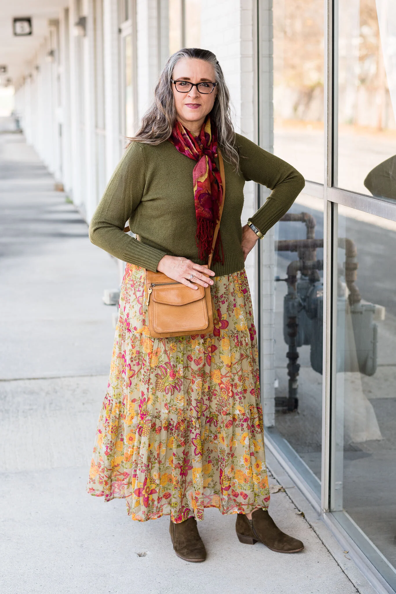 Fall/Thanksgiving Outfits - Maxi Skirt and Pullover Sweater - Casual ...