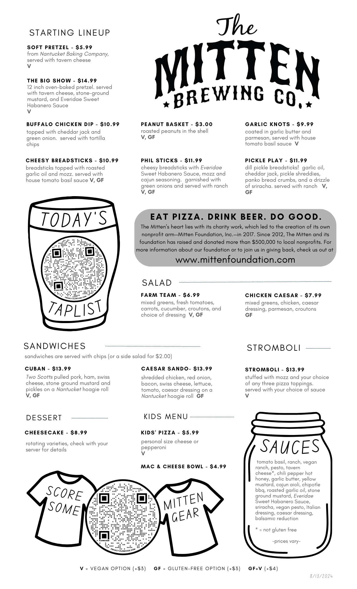 DINE-IN MENU - GRAND RAPIDS — The Mitten Brewing Co.