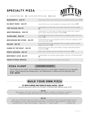 DINE-IN MENU - SAUGATUCK — The Mitten Brewing Co.