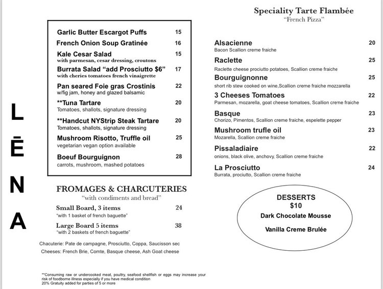 Lower East Side Menu — LĒNA