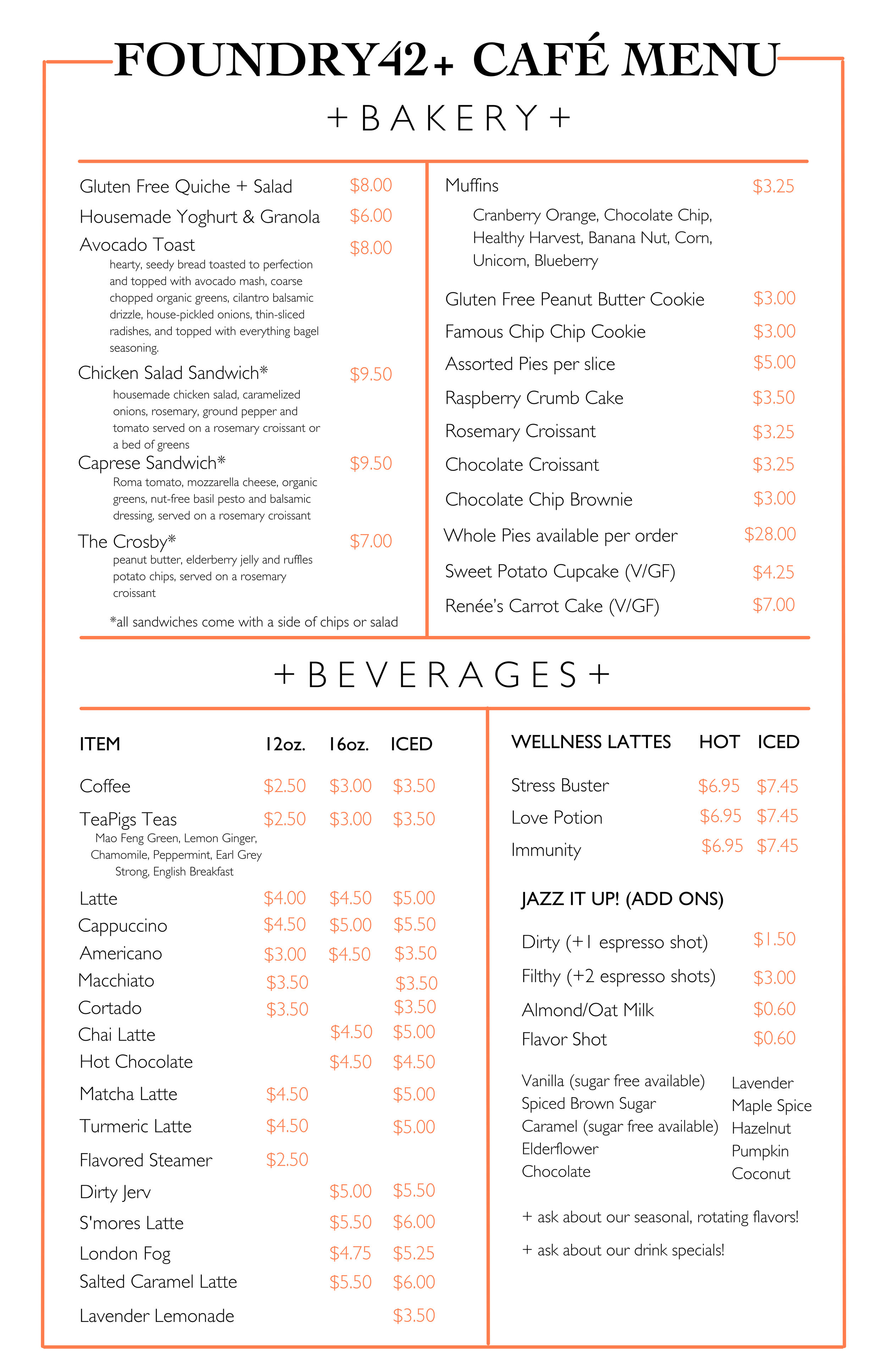 Coffee Bar Menu — Foundry42+