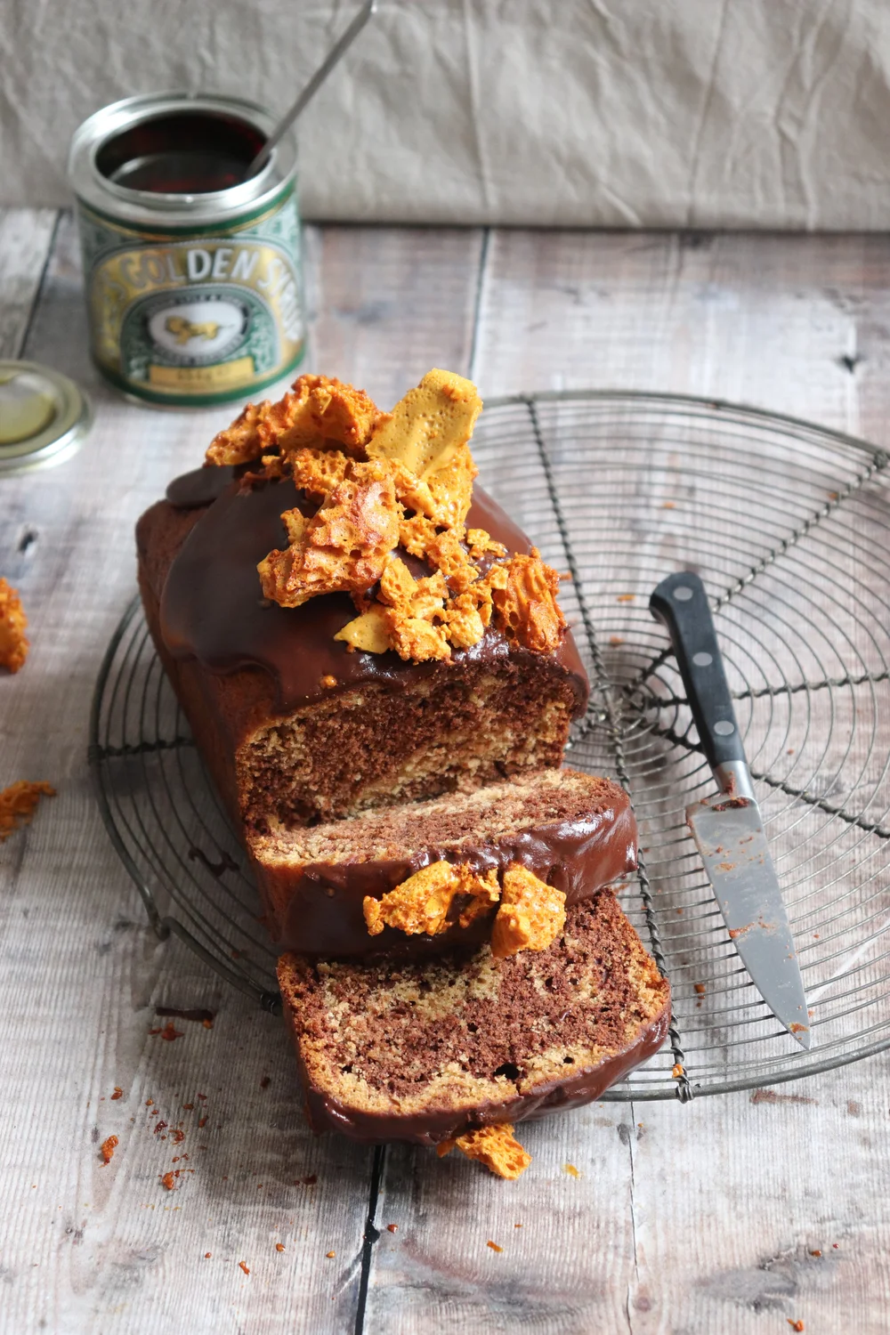 Lyle's Golden Syrup chocolate loaf with honeycomb — MARTHA COLLISON