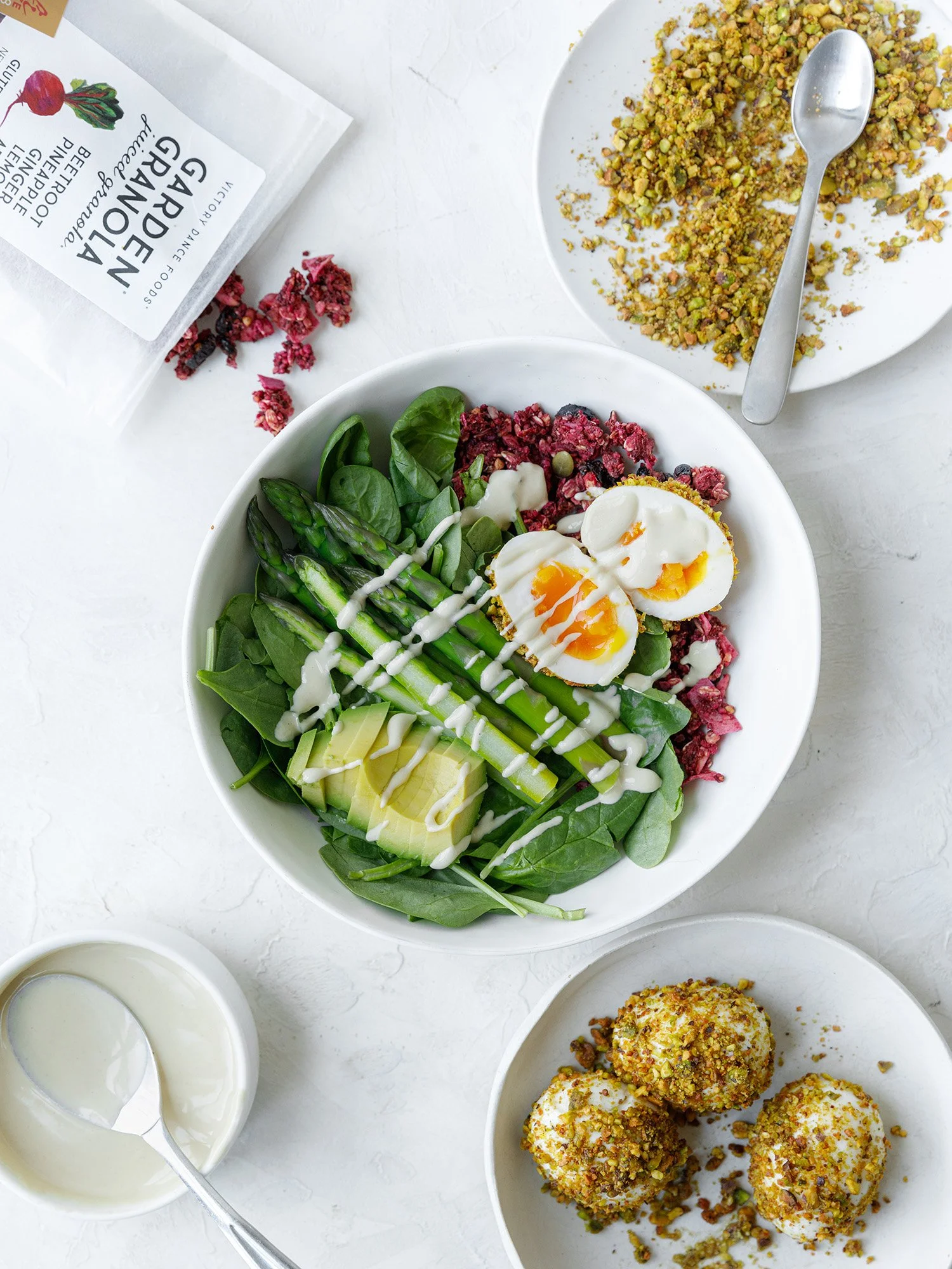 Brekkie Bowl Recipe with Garden Granola, Pistachio-Crusted Jammy Egg ...
