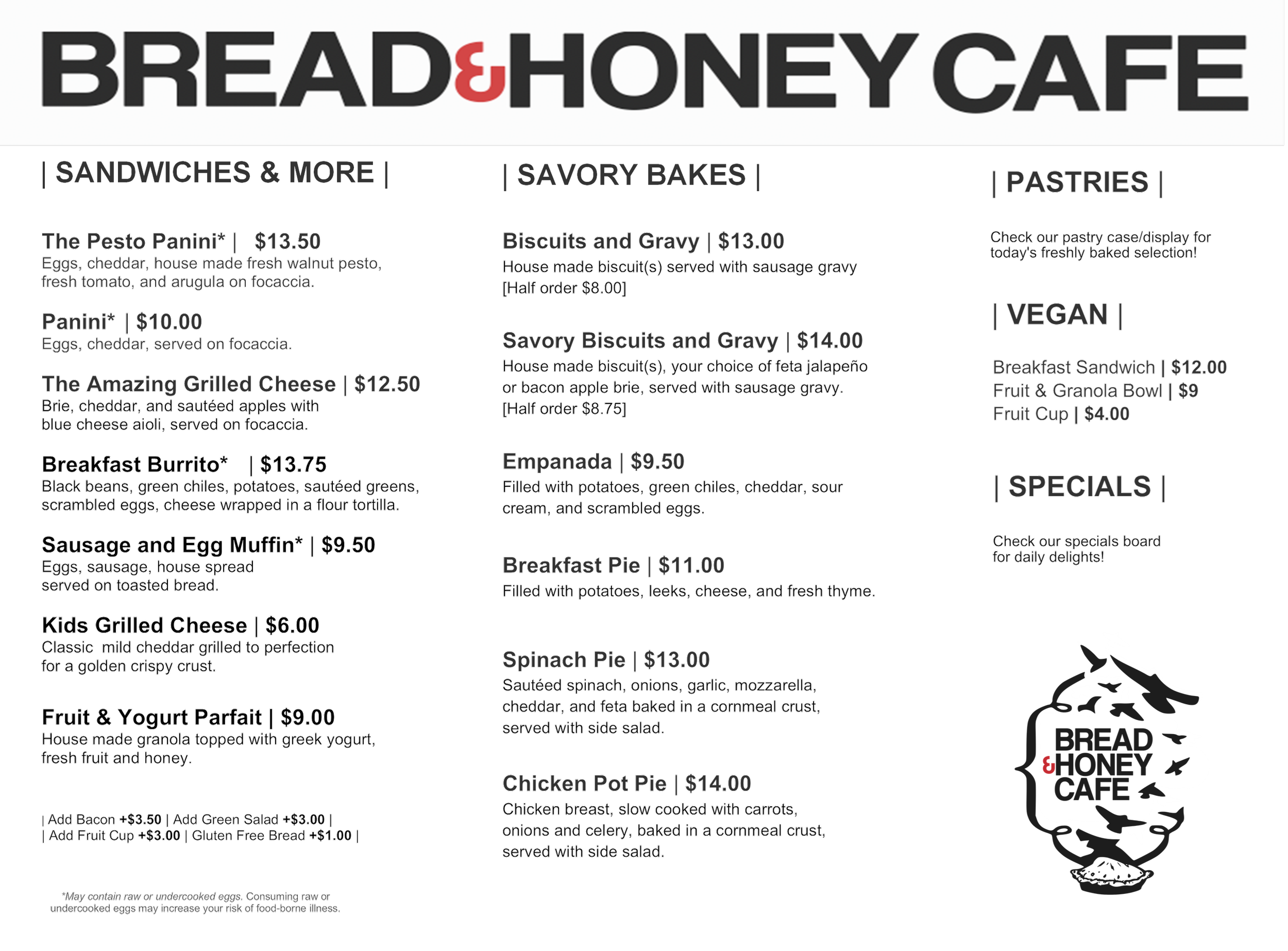 FRESH & LOCAL — BREAD & HONEY CAFE