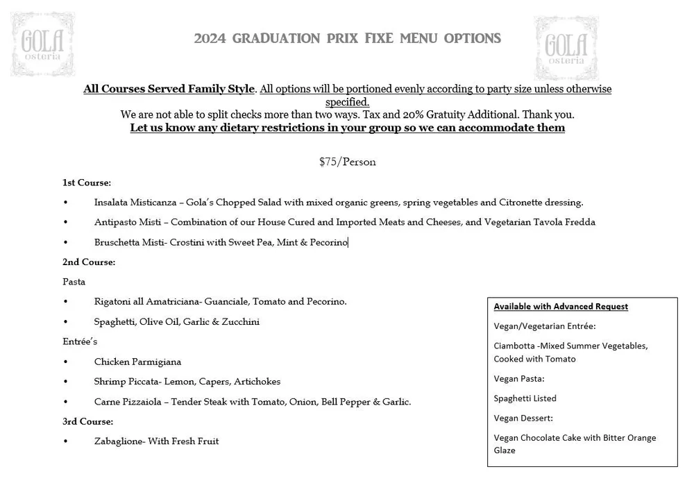 Graduation 2025 — Gola Osteria