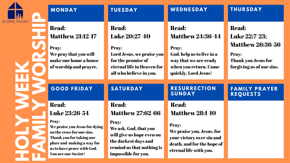 Journey Through Holy Week as a Family — GOSPEL FAMILY MINISTRIES