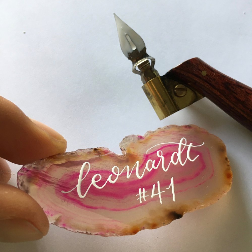 HOW TO: Calligraphy on Agate Slices — Crooked Calligraphy