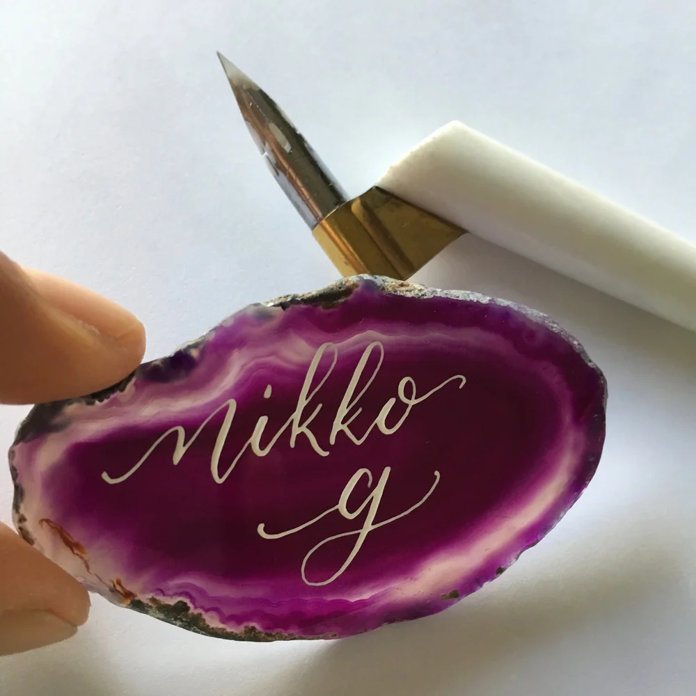 HOW TO: Calligraphy on Agate Slices — Crooked Calligraphy