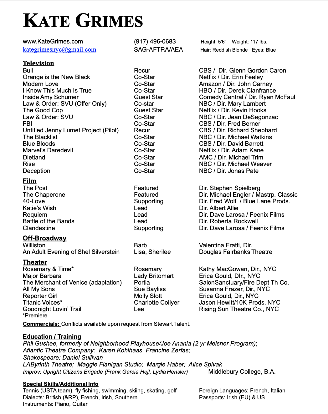 Resume & Press for Kate Grimes — Kate Grimes