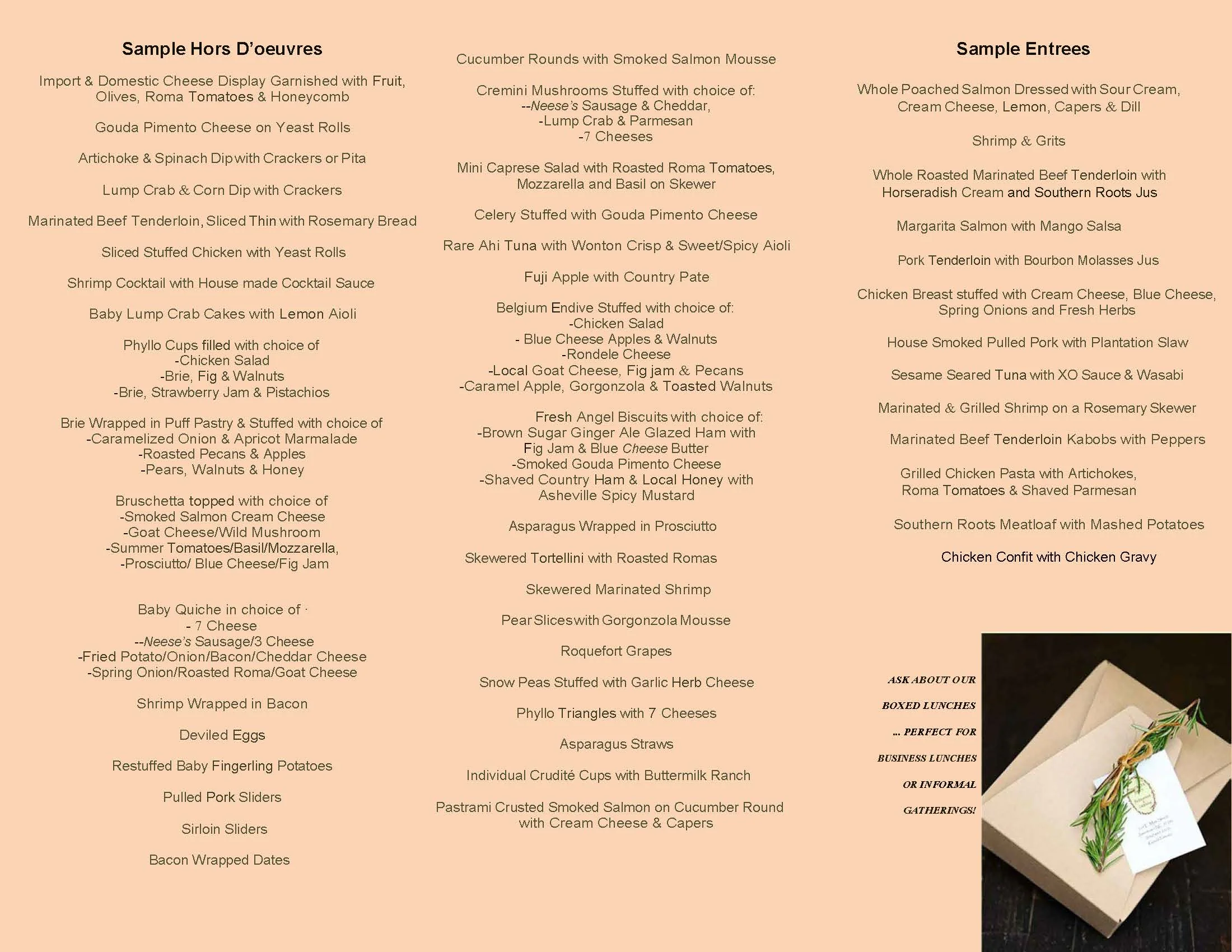 Catering and Boxed lunches — Southern Roots