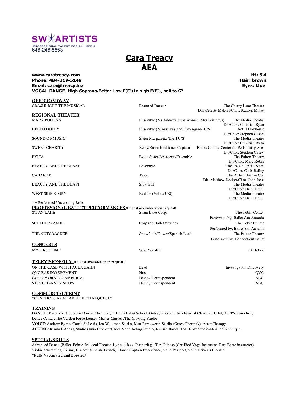 Headshots/Resume — Cara Treacy