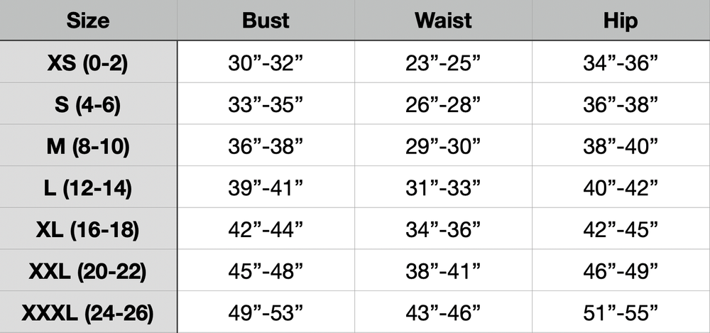 SIZE CHART | MARRISA WILSON New York