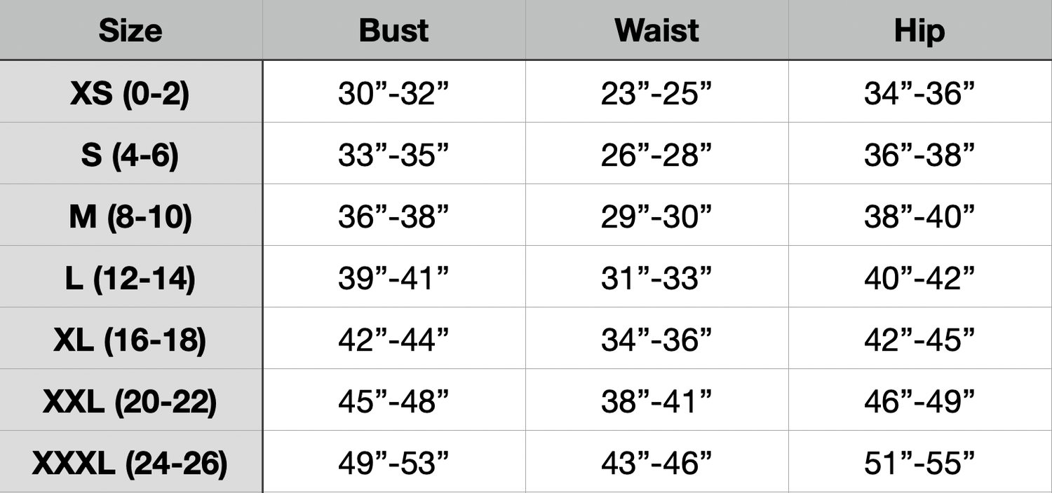 SIZE CHART | MARRISA WILSON New York
