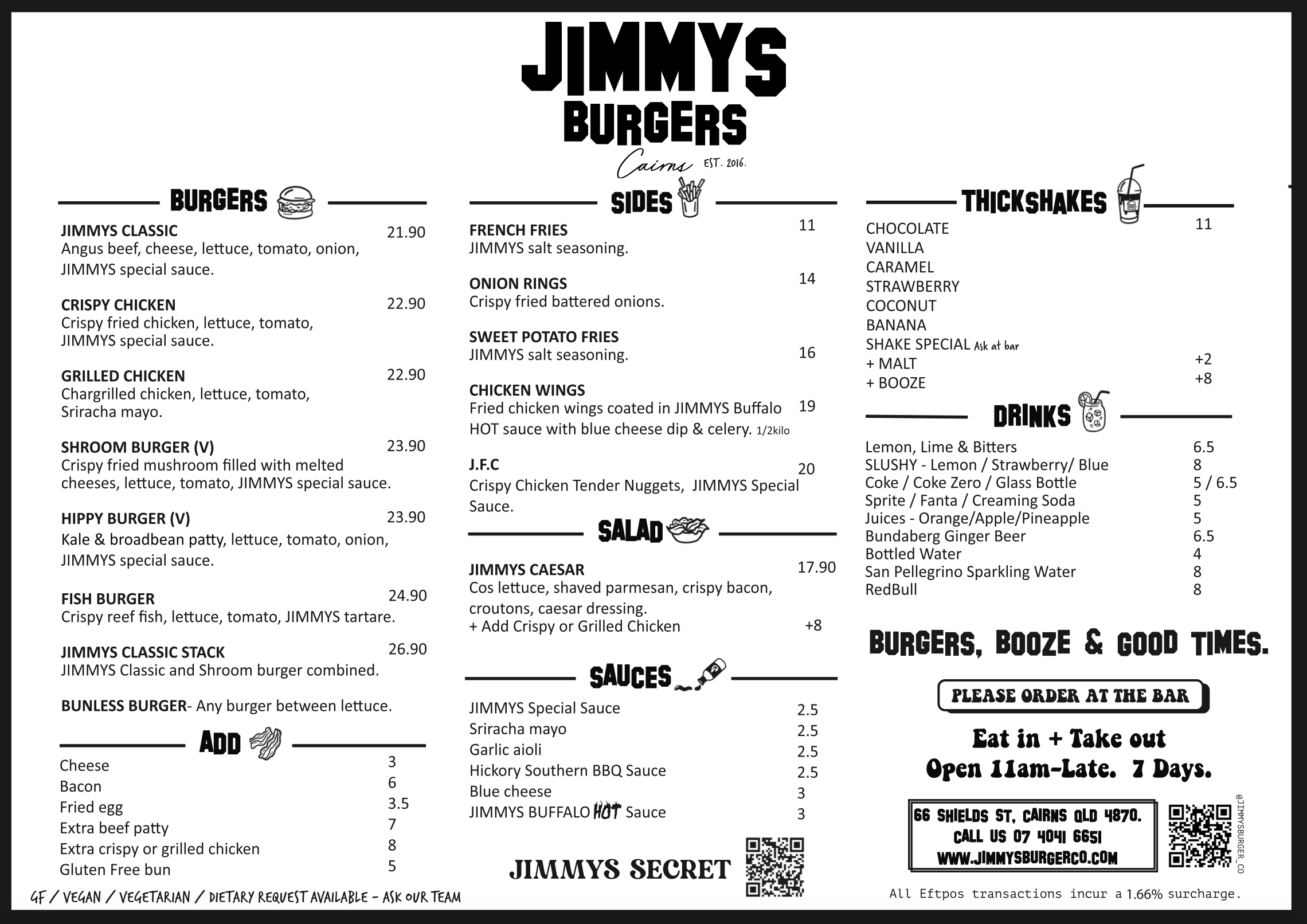 MENU — JIMMYS BURGER & CO.